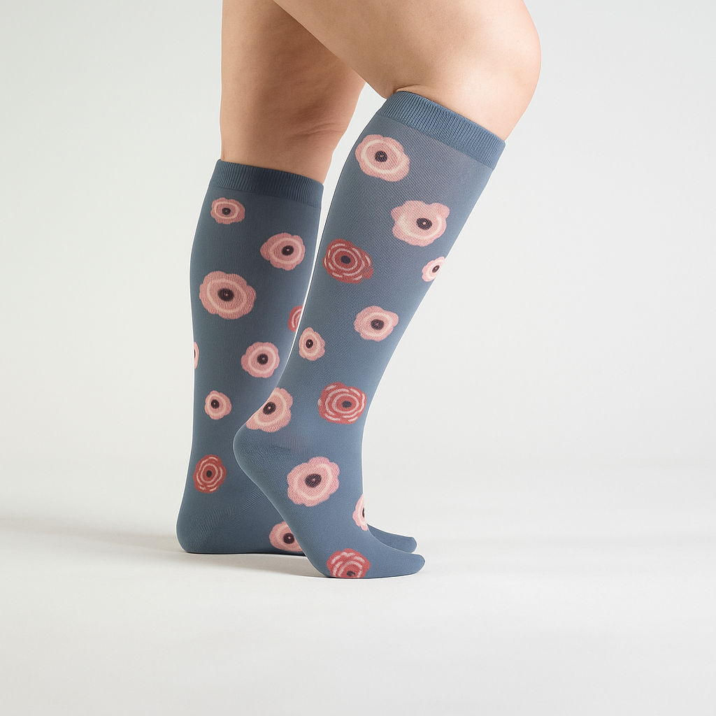 Floral Blue Compression Socks – SOXC